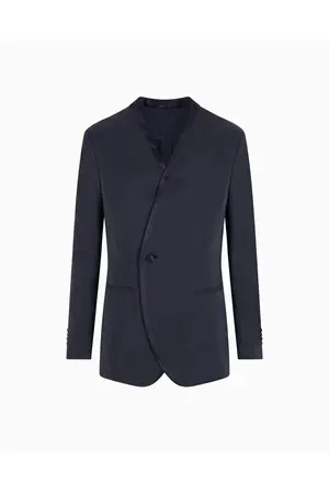 Giorgio Armani Upton Line Washed Silk And Linen Blend Tuxedo Jacket - Black