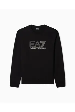 EA7 Visibility Cotton Zip-up Sweatshirt With Logo