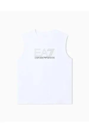 EA7 Visibility Tank Top In Cotton Jersey - White