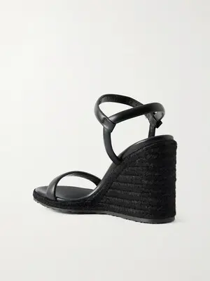 GIANVITO ROSSI 85 Leather Espadrille Wedge Sandals