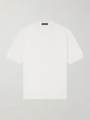 SLOWEAR Cotton And Silk-blend T-shirt - Neutrals