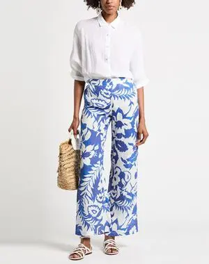 120% Lino Floral Print Linen Wide-leg Pants