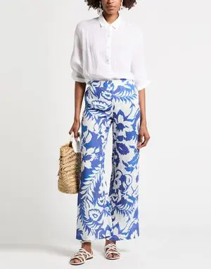 120% Lino Floral Print Linen Wide-leg Pants
