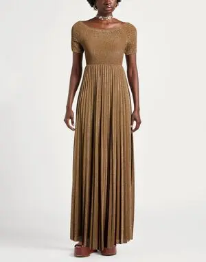 KAOS Pleated Metallic Maxi Dress - Yellow
