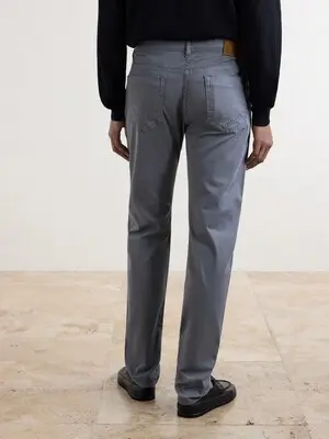 SLOWEAR Slim-fit Stretch Cotton-blend Gabardine Trousers - Gray