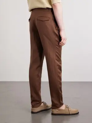 SLOWEAR Tapered Pleated Wool And Linen-blend Trousers