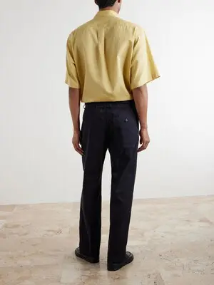 KAPTAIN SUNSHINE Buckleback Straight-leg Cotton-gabardine Suit Trousers - Blue