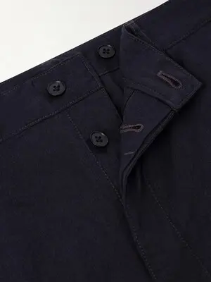 KAPTAIN SUNSHINE Buckleback Straight-leg Cotton-gabardine Suit Trousers - Blue