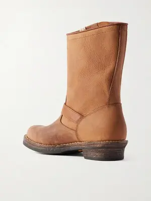 Visvim T.w.o. Folk Distressed Buckled Textured-leather Boots