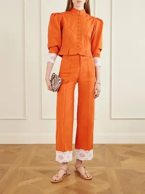 DESTREE Lace-trimmed Cotton Poplin Jacket
