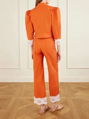 DESTREE Lace-trimmed Cotton Poplin Jacket