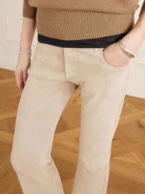 Stouls Pawlonia Suede Flared Pants - Gray