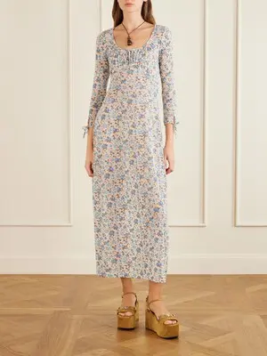 Anna Sui Floral-print Jersey Midi Dress