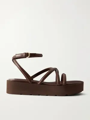 GIANVITO ROSSI Leather Platform Sandals - Brown
