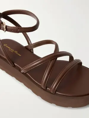 GIANVITO ROSSI Leather Platform Sandals - Brown
