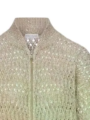 Brunello Cucinelli Dazzling Braids Zip-up Linen Cardigan