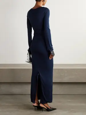 LANVIN Draped Satin-trimmed Crepe Maxi Dress