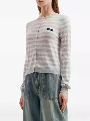 MINI CREAM Striped Cardigan - Grey