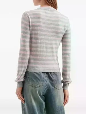 MINI CREAM Striped Cardigan - Grey