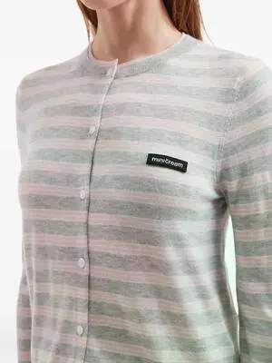 MINI CREAM Striped Cardigan - Grey
