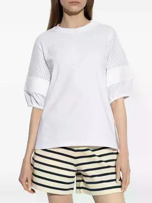 Moncler T-shirt With Eyelet Details - White