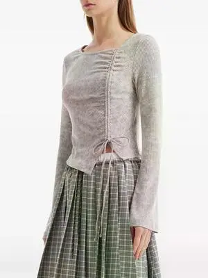 TOUT A COUP Drawstring Square-neck Top - Neutrals