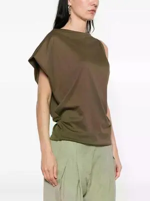 Jacquemus Asymmetrical Draped Cotton Silk Jersey Top - Brown