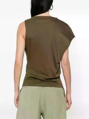Jacquemus Asymmetrical Draped Cotton Silk Jersey Top - Brown