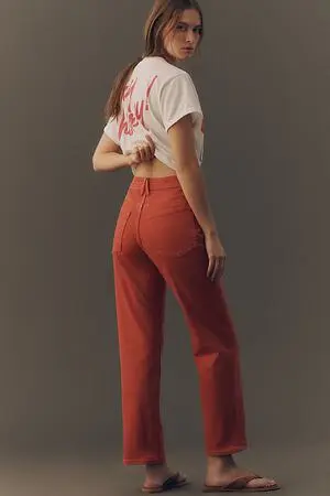 Good American Good Icon Ankle High-rise Straight-leg Jeans - Cherry Red