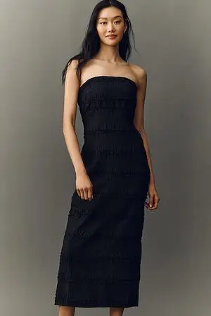 Anthropologie Tilda Strapless Textured Dress - Anthracite