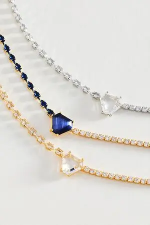 Anthropologie Soloist Crystal Mixed Chain Necklace - Silver