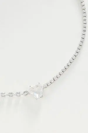Anthropologie Soloist Crystal Mixed Chain Necklace - Silver