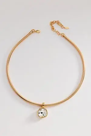 Anthropologie Crystal Pendant Necklace - Gold