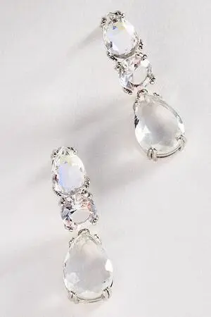 Anthropologie Gradient Crystal Drop Earrings Clear