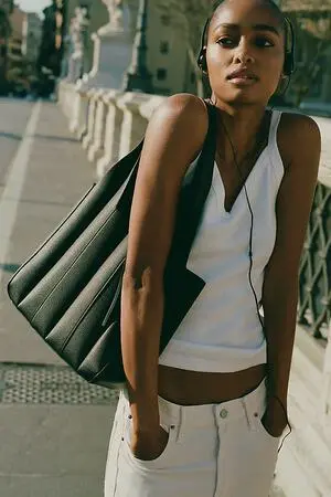 MELIE BIANCO Quilted Vegan Leather Harper Tote Bag - Black