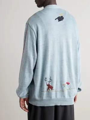 Kapital Embroidered Chambray And Cotton Cardigan