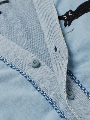 Kapital Embroidered Chambray And Cotton Cardigan