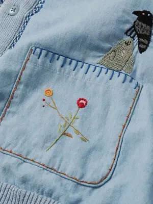 Kapital Embroidered Chambray And Cotton Cardigan
