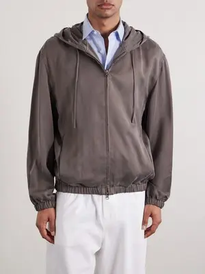 AMOMENTO Satin Hooded Jacket