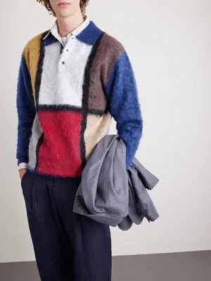 BEAMS Colour-block Polo Sweater