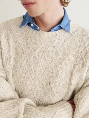 MANAAKI Keanu Cable-knit Merino Wool-blend Sweater