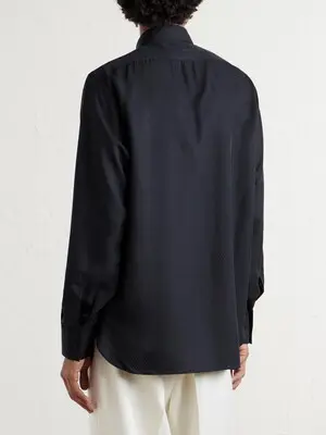 TOM FORD Perforated Silk-twill Shirt - Black