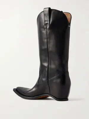 MAISON MARGIELA Concealed Heel Leather Cowboy Boots - Black