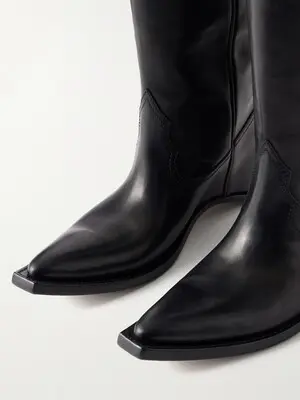 MAISON MARGIELA Concealed Heel Leather Cowboy Boots - Black