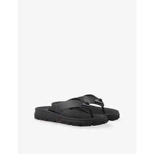 Prada Triangle-logo Rubber Thong Sandals - Black