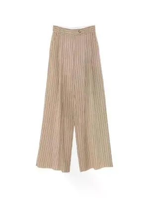 Marella Striped Wide-leg Trousers - Neutrals