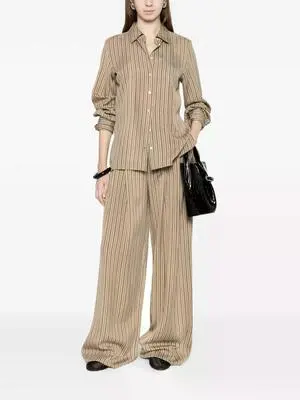 Marella Striped Wide-leg Trousers - Neutrals
