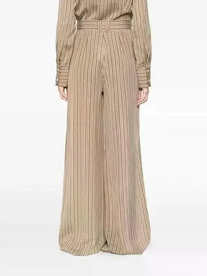 Marella Striped Wide-leg Trousers - Neutrals