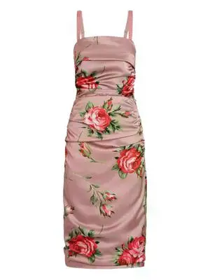 Dolce & Gabbana Floral-print Ruched Midi Dress