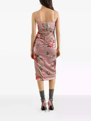 Dolce & Gabbana Floral-print Ruched Midi Dress